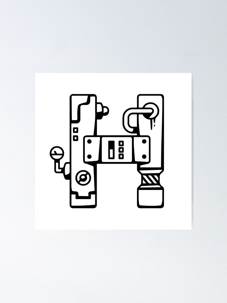 "Robot capital letter H monogram H robotic Tech Mech mecha font ...