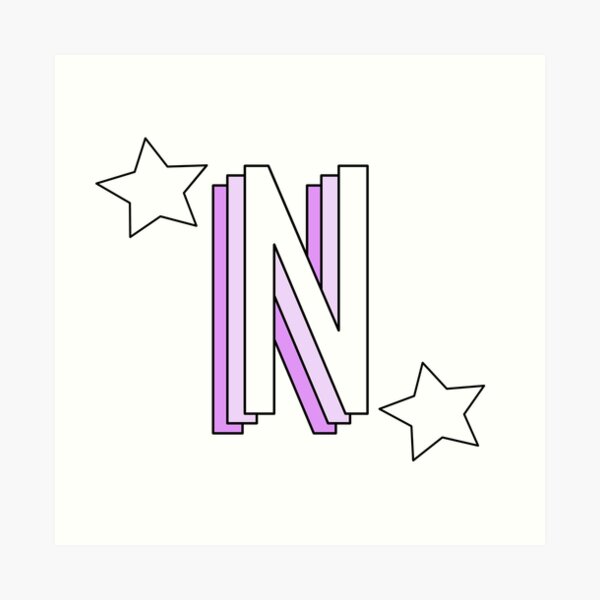 "Aesthetic Purple Letter "N" with Stars" Art Print by allielibby ...