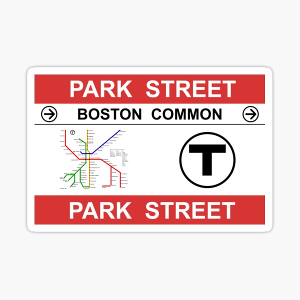"BOSTON - Red Line - Park Street" Sticker by hometowndesign | Redbubble