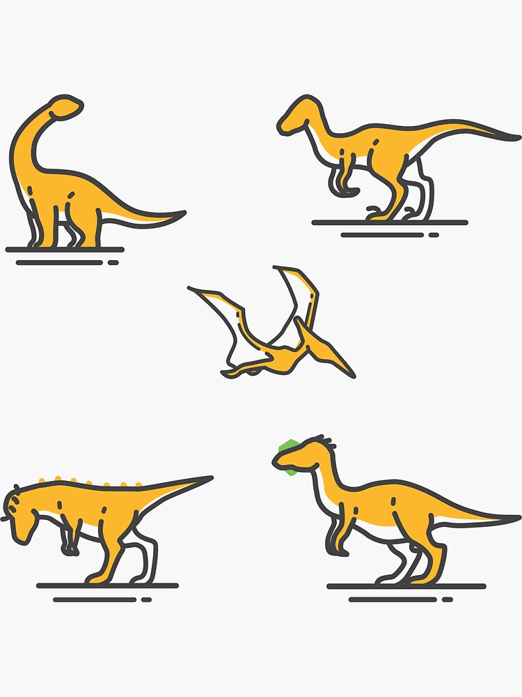 "yellow dino sticker pack" Sticker for Sale by eleanorlopez20 | Redbubble