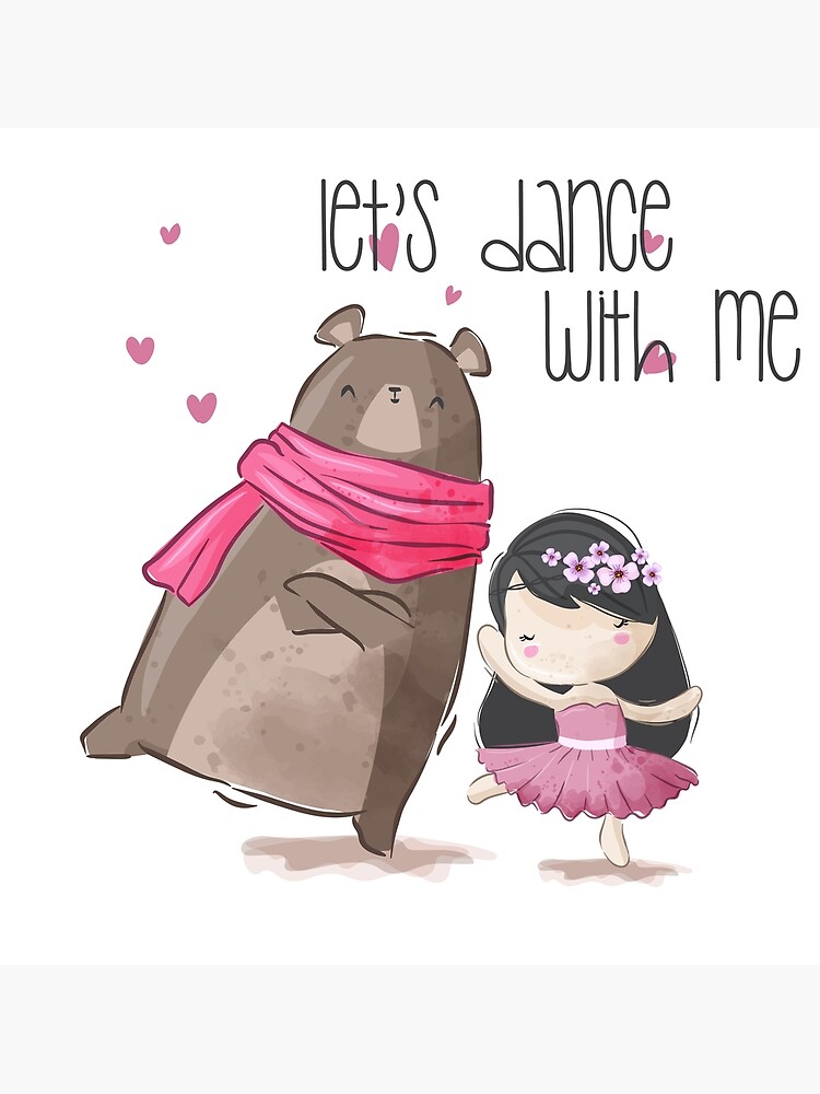 "Cute little bear dancing with ballerina girl" Photographic Print by ...