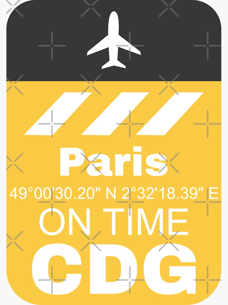 "Paris CDG Yellow France" Sticker for Sale by Aviators | Redbubble