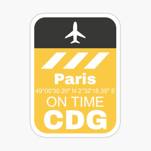 "Paris CDG Yellow France" Sticker for Sale by Aviators | Redbubble