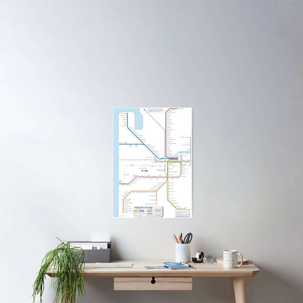 "Adelaide train and tram map" Poster for Sale by Railmaps | Redbubble