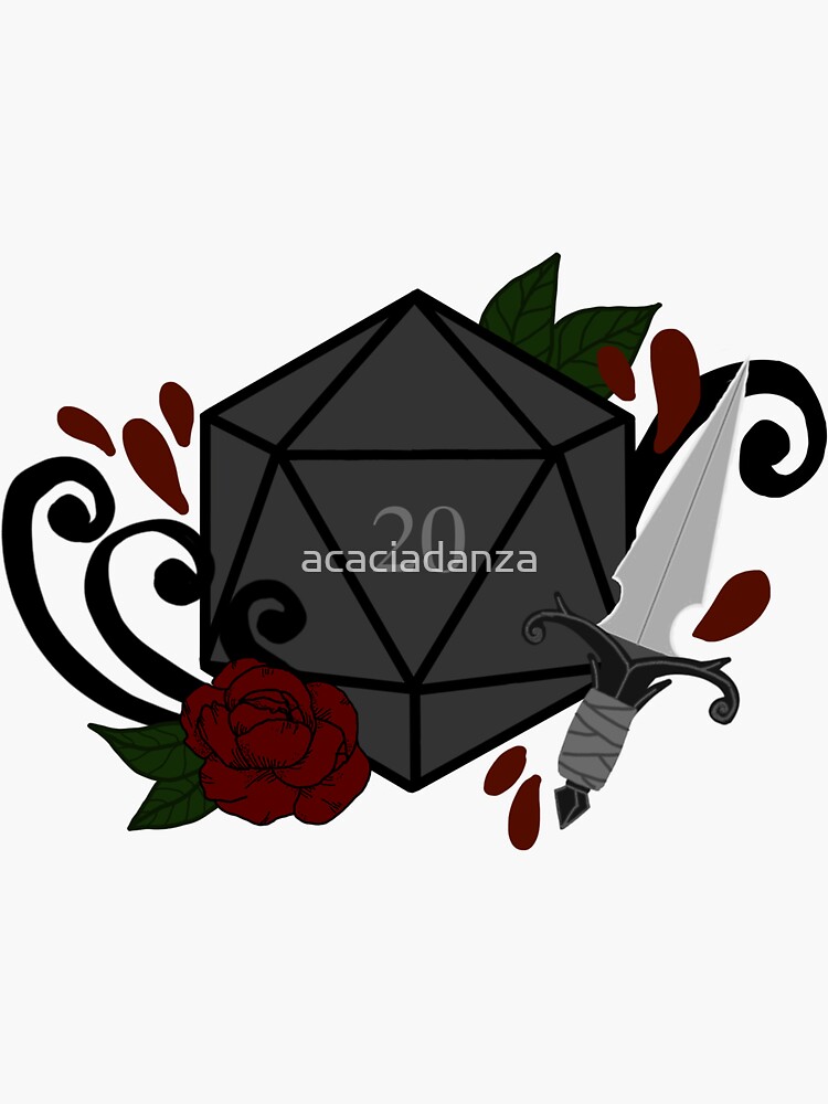 "Rogue Class d20 Dice" Sticker for Sale by acaciadanza | Redbubble