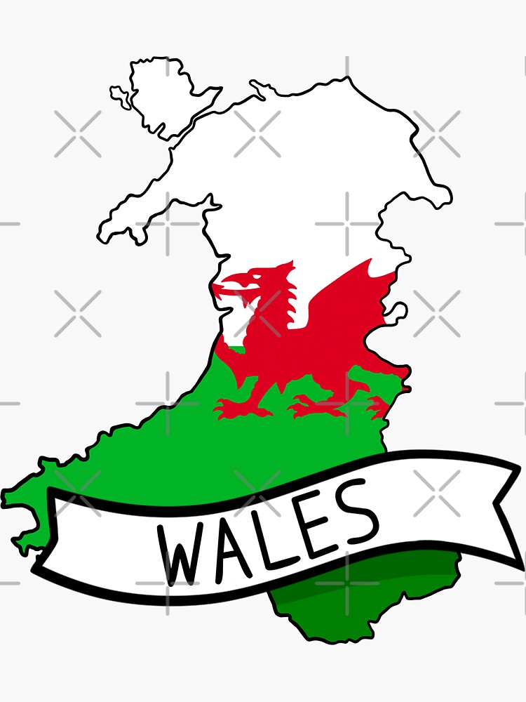 "Wales Flag Map Sticker" Sticker for Sale by Drawingvild | Redbubble