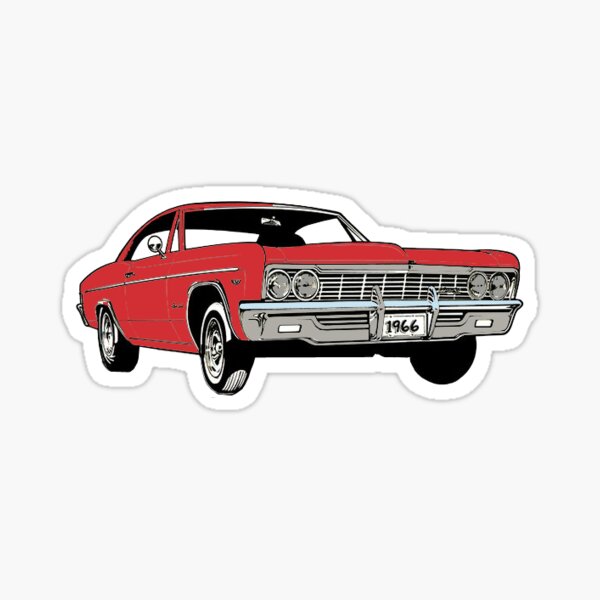 "Red Impala Chevy 1966 car art" Sticker for Sale by MercyArtStore ...
