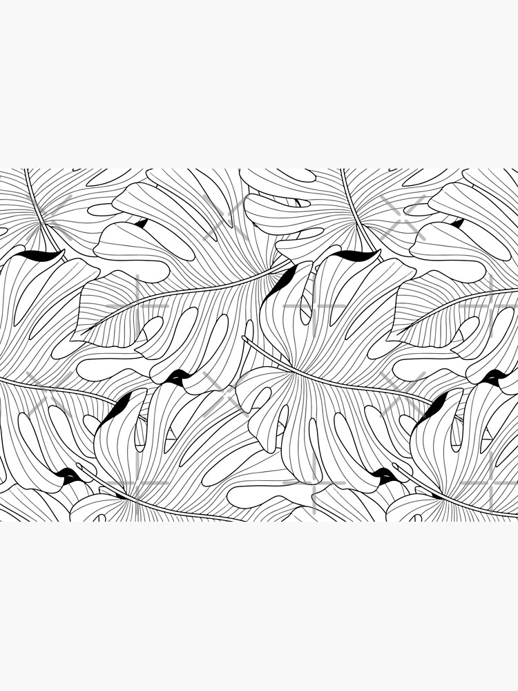 "Black and White Overlapping Monstera Deliciosa Leaves" Hardcover ...