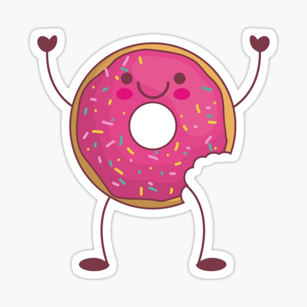 "Cute Pink Kawaii Baby Donut Bite Mark" Sticker for Sale by ...