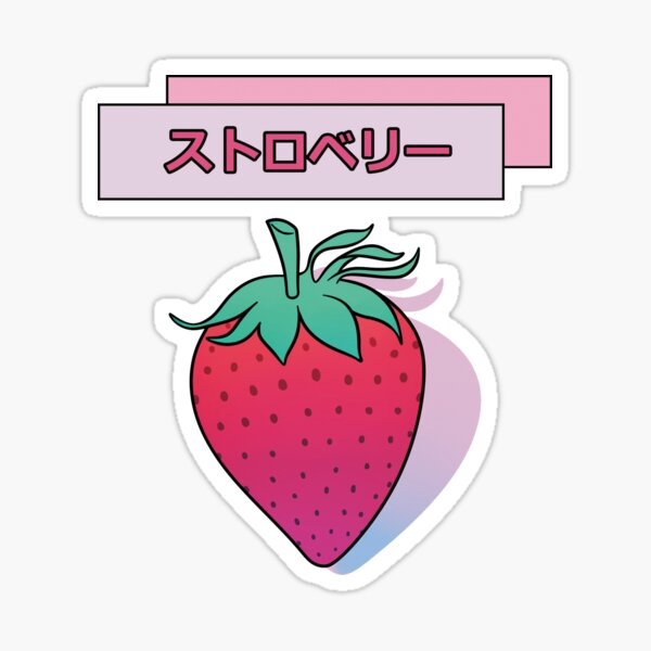 " Cute Pink Strawberry " Sticker for Sale by starrysheny | Redbubble