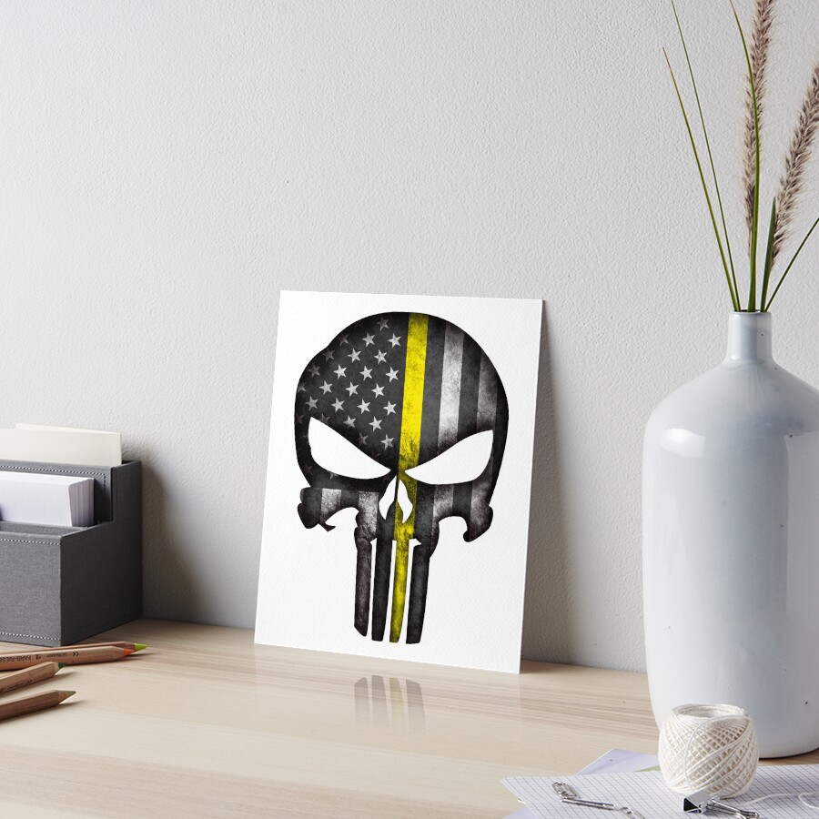 "Thin Yellow Line Skull" Art Board Print for Sale by tlmmatter | Redbubble