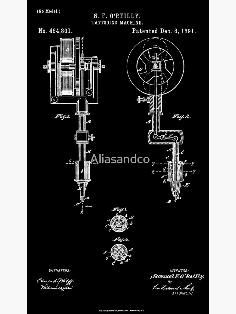"O'Reilly Tattoo Device Patent (White Version)" Sticker for Sale by ...