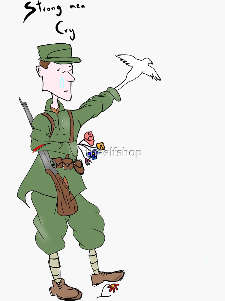 "Strong men cry" Sticker for Sale by theelfshop | Redbubble