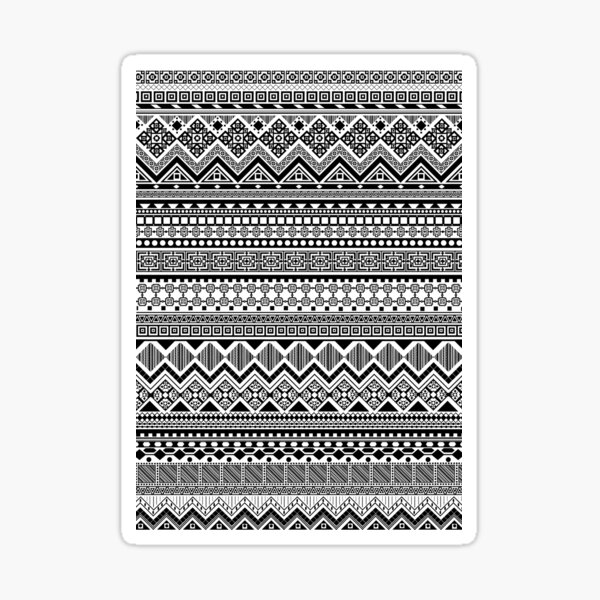 "Aztec Design - Black & White" Sticker by emilysmithart | Redbubble