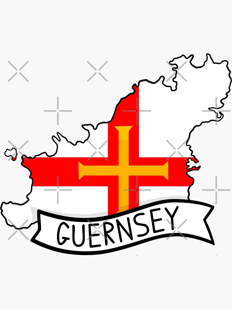 "Guernsey Flag Map Sticker" Sticker for Sale by Drawingvild | Redbubble