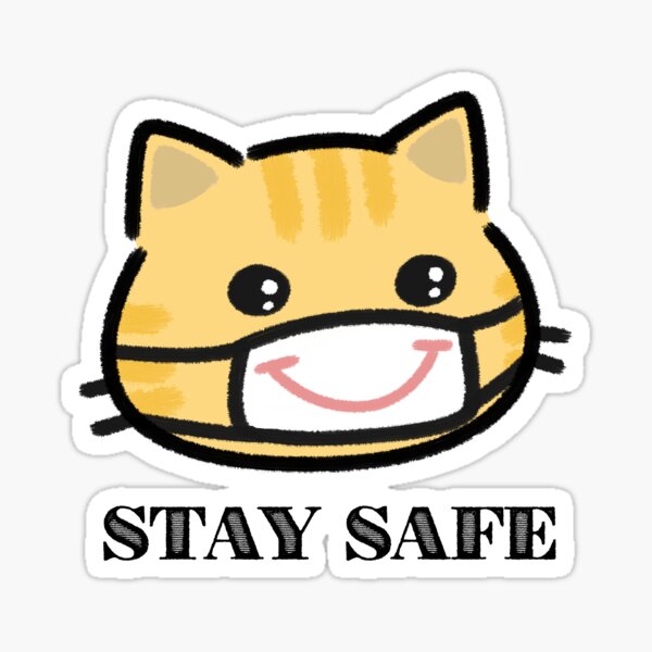 "Stay Safe Cat - Smiley Mask" Sticker for Sale by LilFurKids | Redbubble