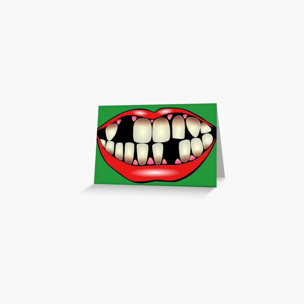 "Bad Teeth Mask (Red)" Greeting Card for Sale by TheShirtster | Redbubble