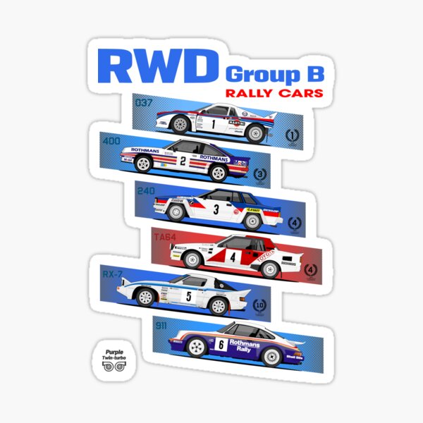 "Group B RWD rally cars" Sticker for Sale by purpletwinturbo | Redbubble
