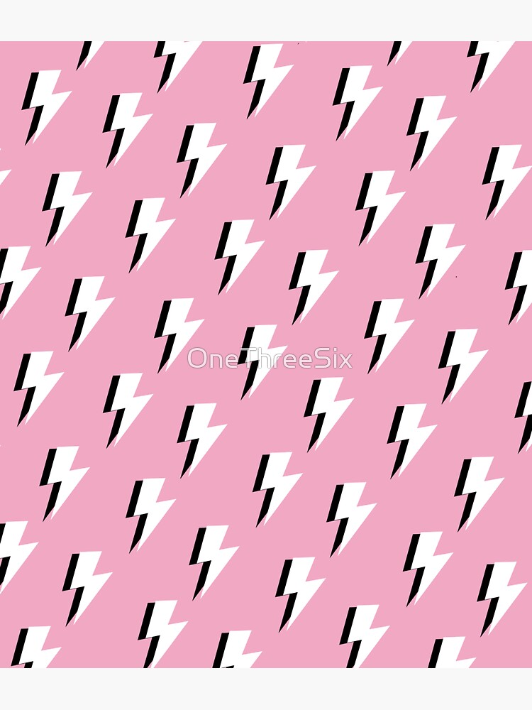"Lightning Bolt Pattern on Pink" Sticker by OneThreeSix | Redbubble