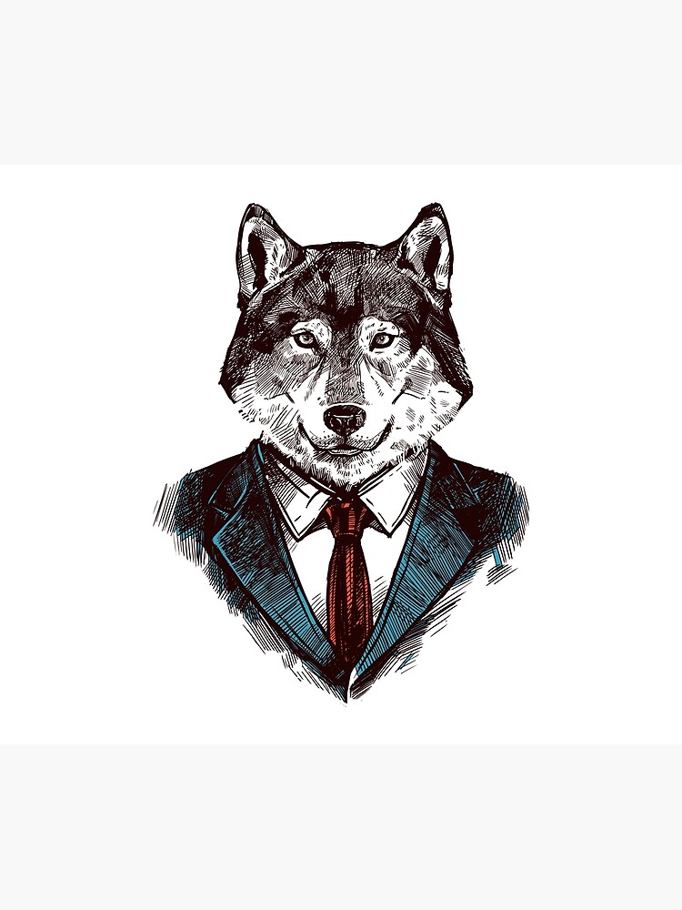 "Smart wolf with turquoise suit unique idea for whom you love and care ...