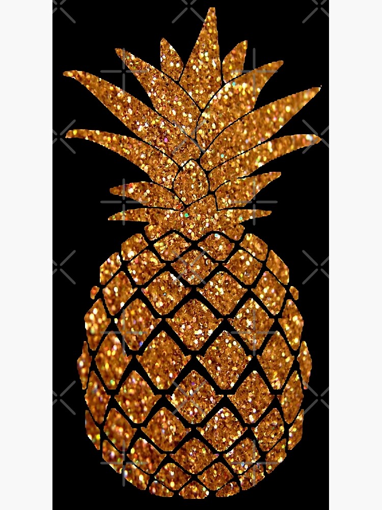 "Goldene Ananas - Glitzer-Ananas-Muster (schwarz)" Poster von ...