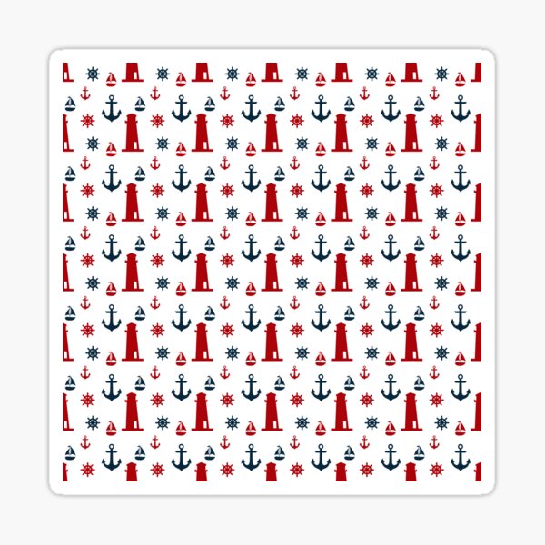 "Red, White & Blue Nautical Themed Pattern - Sailing Boats, Anchors ...
