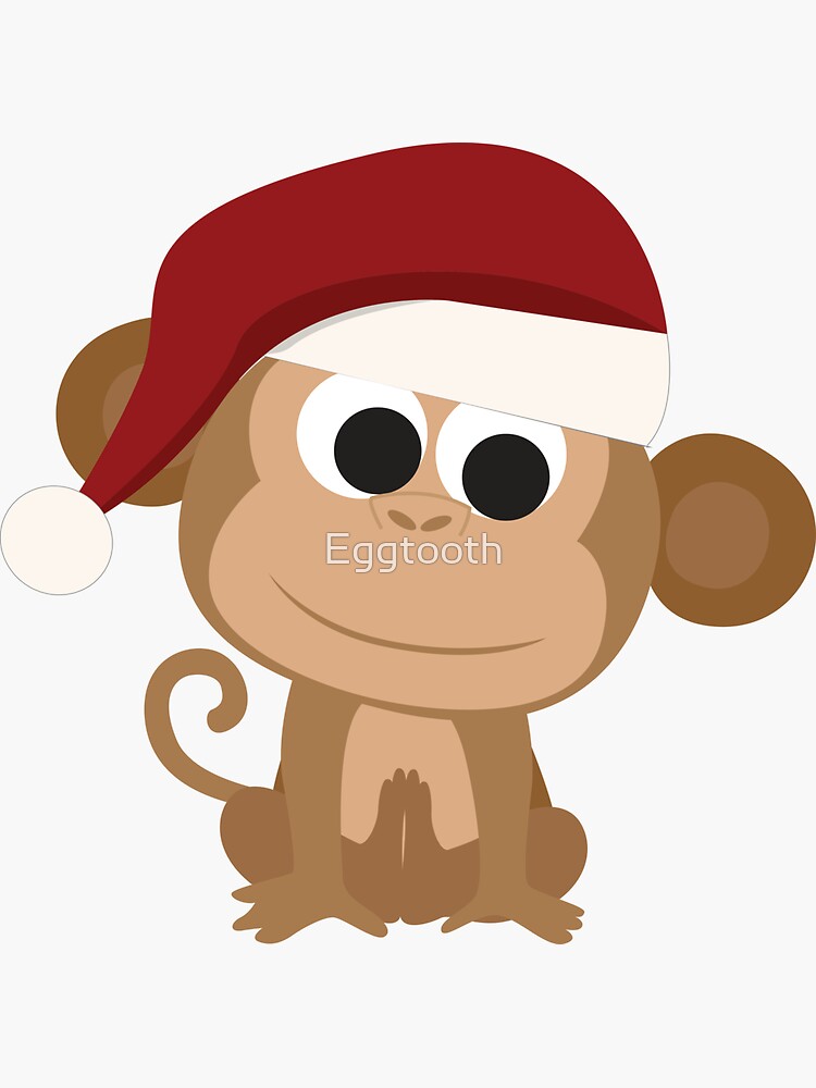 "Cute Santa Monkey" Sticker for Sale by Eggtooth | Redbubble
