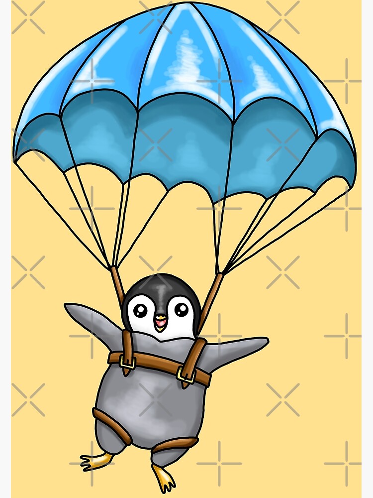 "Happy penguin with parachute" Canvas Print for Sale by ARTemyzz ...