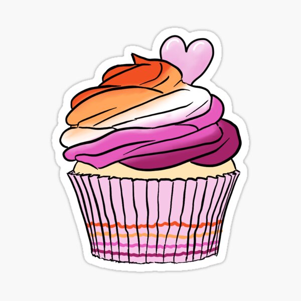 "Lesbian Flag Cupcake" Sticker for Sale by epiphanyseesaw | Redbubble