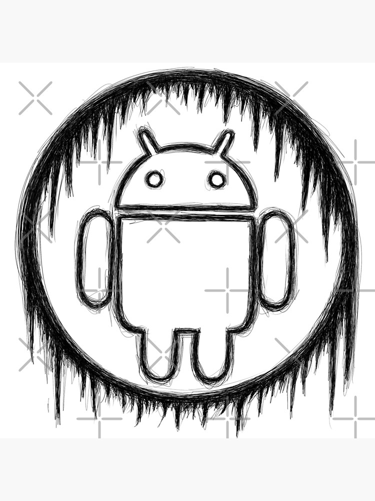 "Android logo digital painting sketch black outline" Metal Print for ...