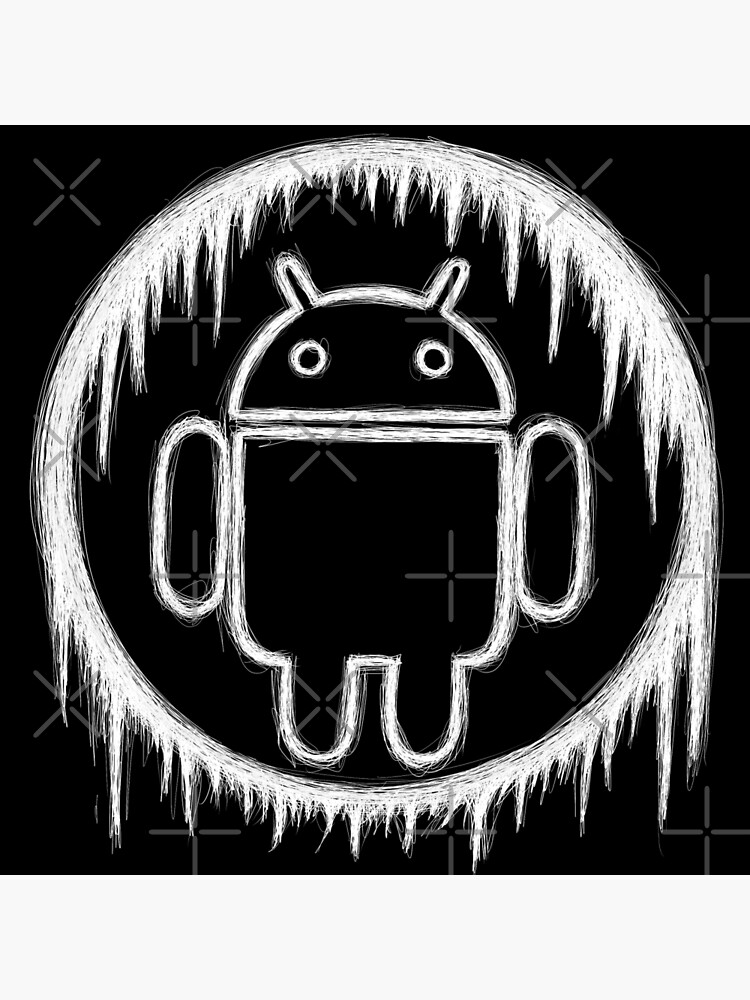 "Android logo digital painting sketch white outline" Poster for Sale by ...