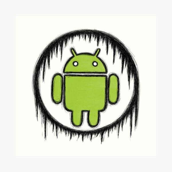"Android logo digital painting sketch black outline with color" Art ...