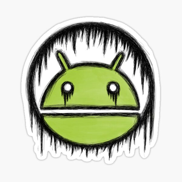 "Android logo face emo sketch black outline with color" Sticker by ...