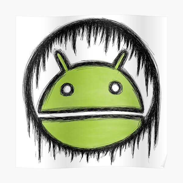 "Android logo face sketch black outline with color" Poster by ...