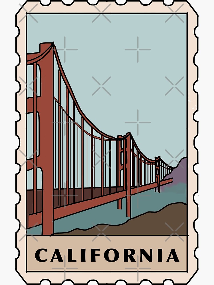 "Golden Gate Bridge - California Post Stamp" Sticker for Sale by ...