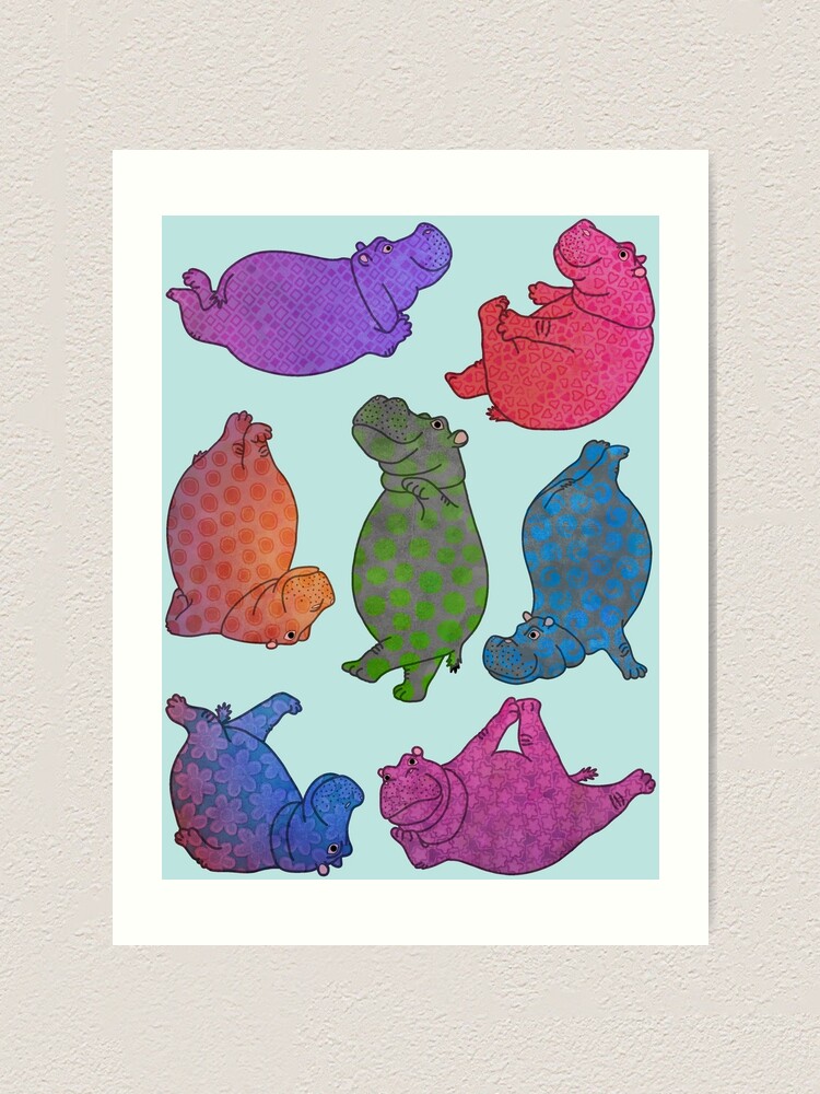 "Hippo Workout -decorated hippos" Art Print for Sale by Hippopottermiss ...