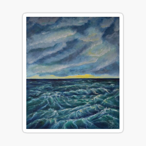 "Oil Painting - Restless Sea 18" x 24"" Sticker by IgorPozdnyakov ...