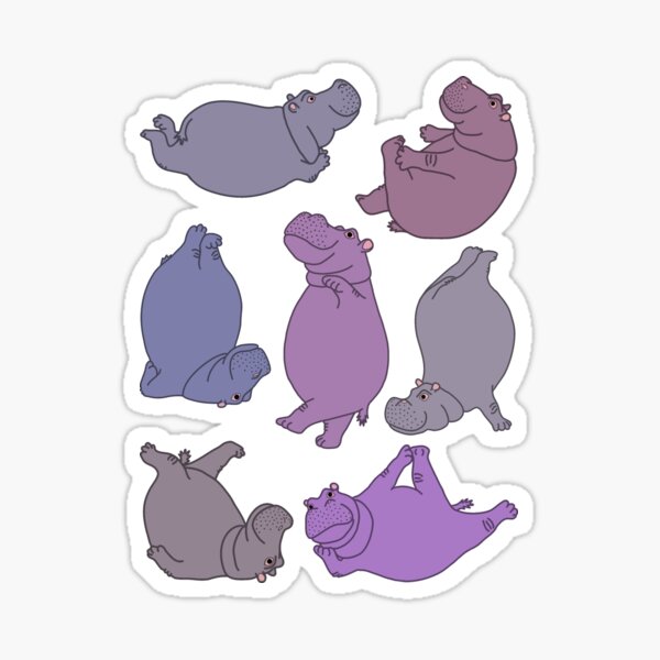 "Hippo Workout - purple and grey" Sticker for Sale by Hippopottermiss ...