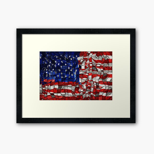 "American Flag in Blocks" Framed Art Print for Sale by bloomingvine ...