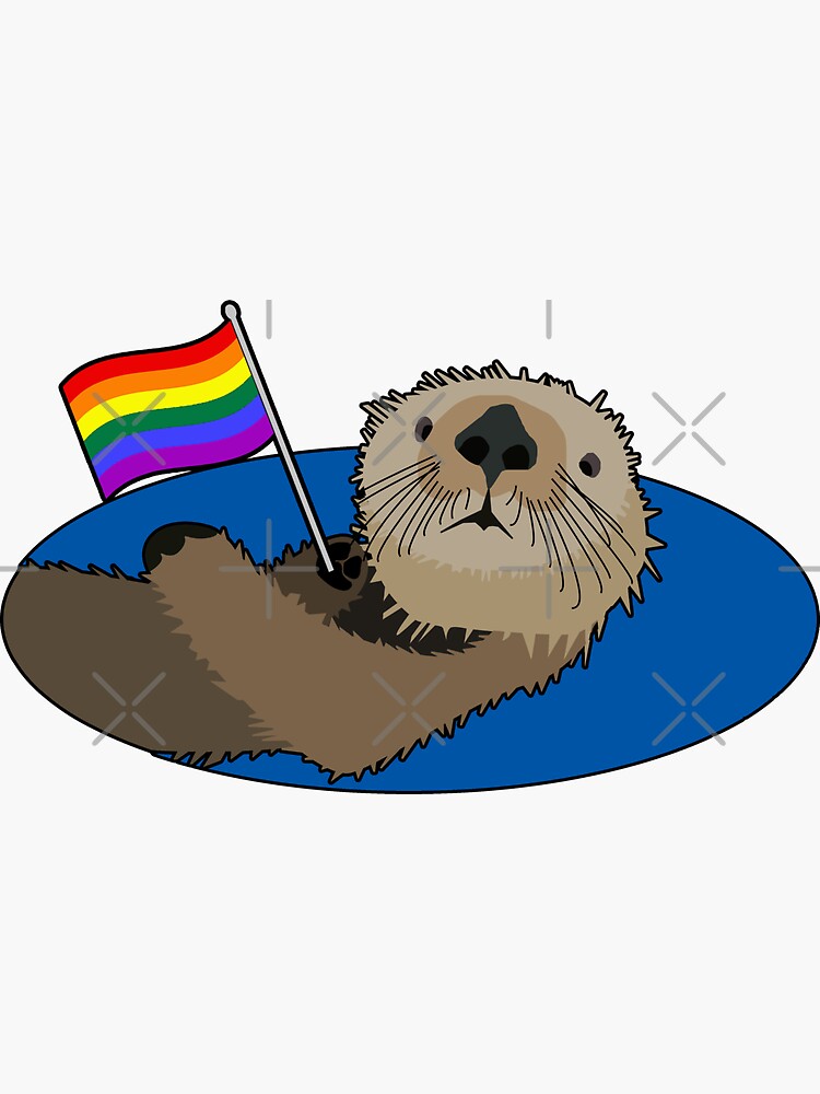 "Pride Otter - Cute Sea Otter with LGBTQ flag" Sticker by Luna-May ...