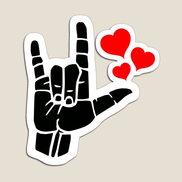 "I LOVE YOU sign on red heart Sign language black and white design ...