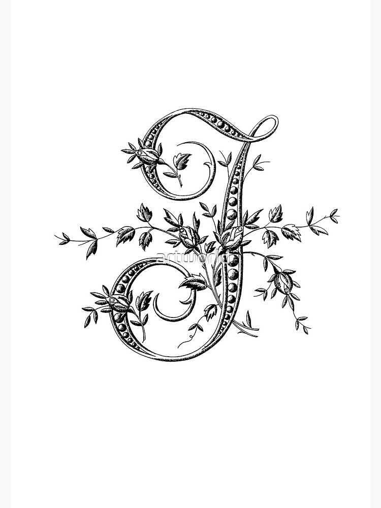 "Fancy French Antique Monogram Letter - J -" Spiral Notebook for Sale ...