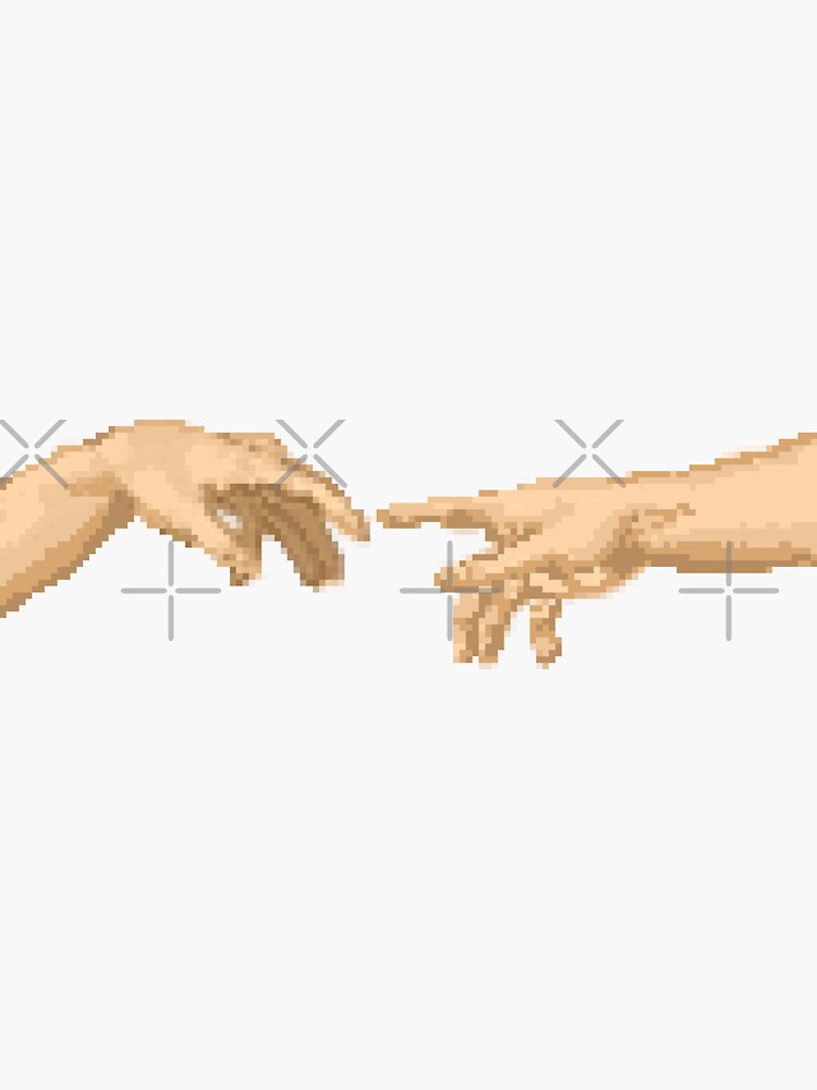 "The Creation Of Adam Pixel Art" Sticker by koolpingu | Redbubble