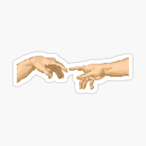 "The Creation Of Adam Pixel Art" Sticker by koolpingu | Redbubble