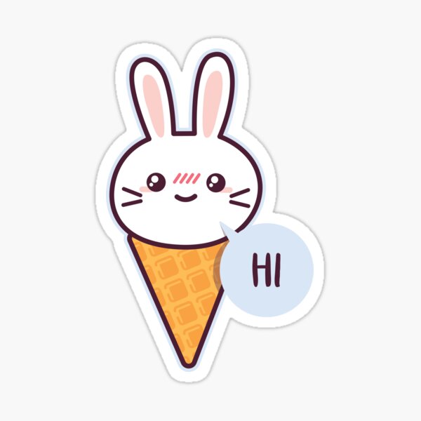 "Hi! Kawaii Cute Rabbit " Sticker by WhataCuteTee | Redbubble