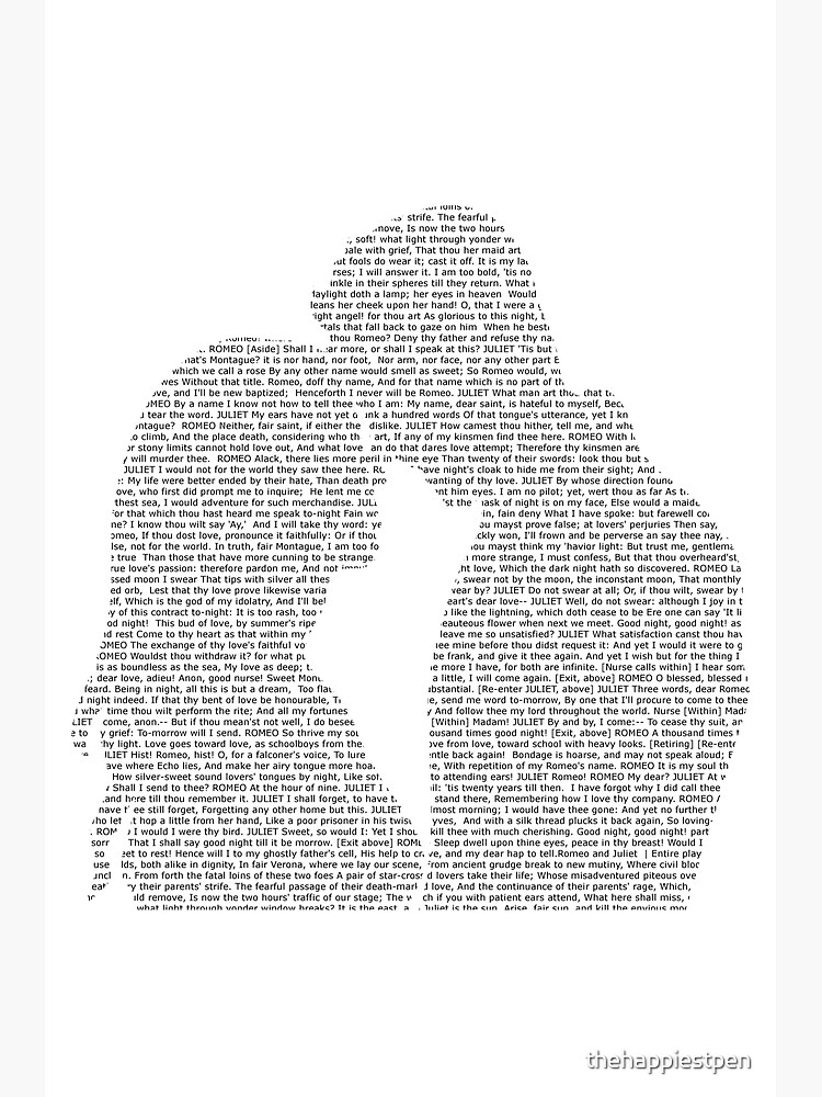 "Romeo and Juliet "What's in a name?" black print" Poster for Sale by ...