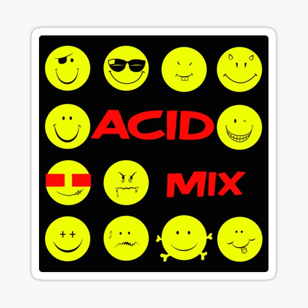 "Acid Mix - Smiley" Sticker for Sale by Black---Rainbow | Redbubble