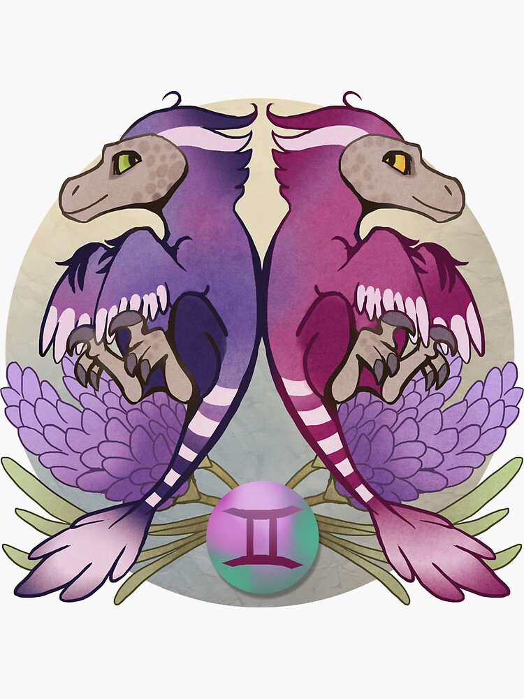 "Gemini Dinosaur Zodiac" Sticker for Sale by barbalarga | Redbubble