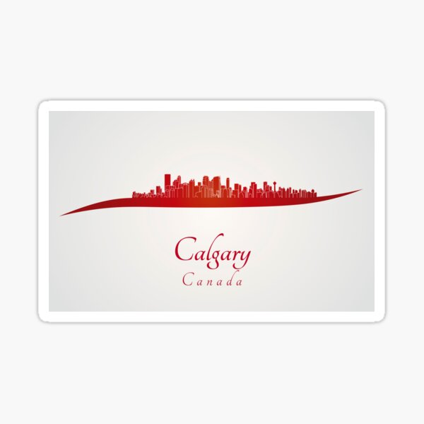 "Calgary skyline in red" Sticker for Sale by paulrommer | Redbubble