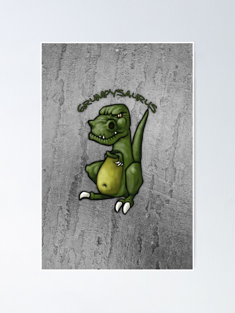 "Grumpy green dinosaur in a bad mood" Poster for Sale by astralsid ...